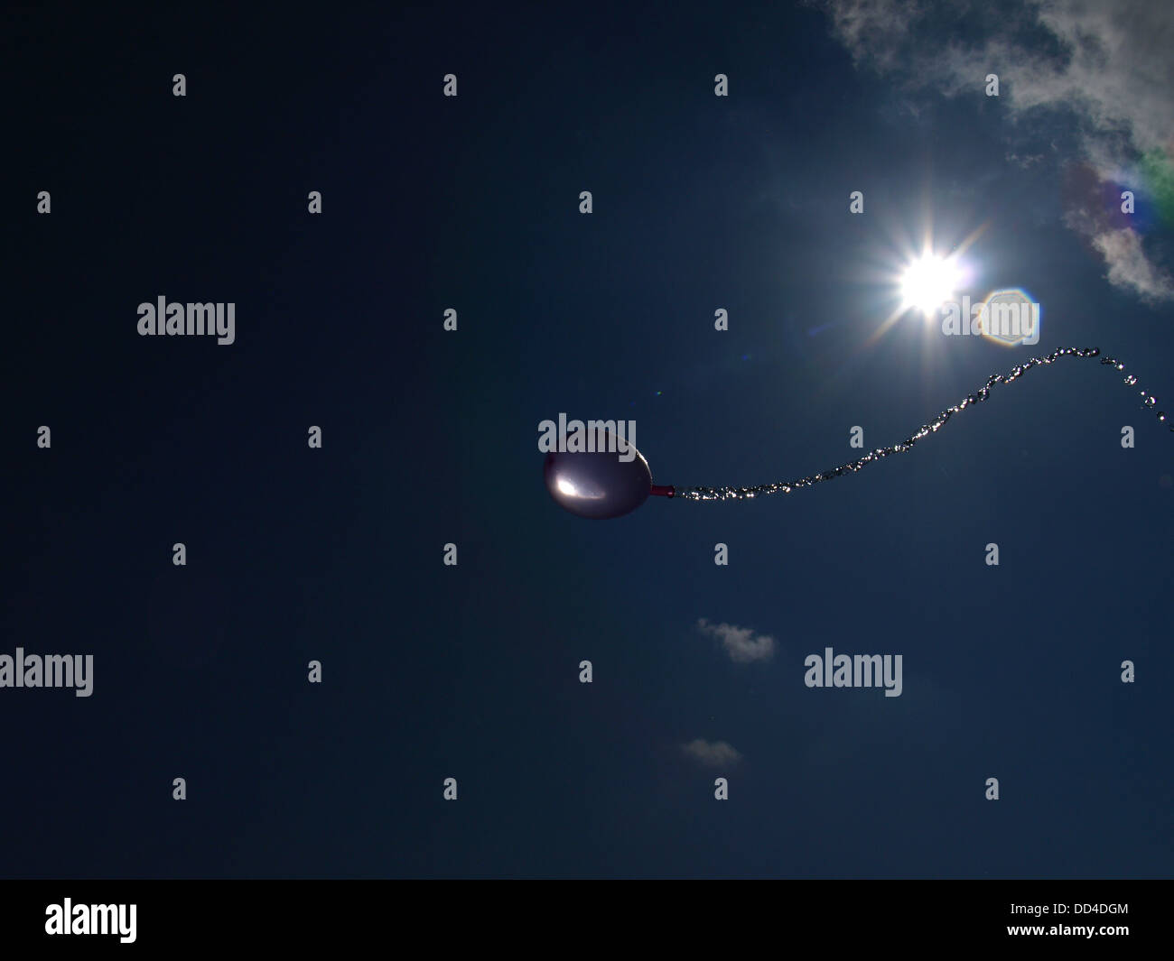 Flying purple water balloon Stock Photo - Alamy