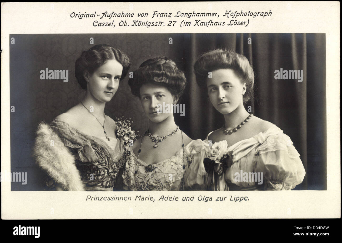 Ak Prinzesinnen Marie, Adele und Olga zur Lippe, Portrait Stock Photo ...