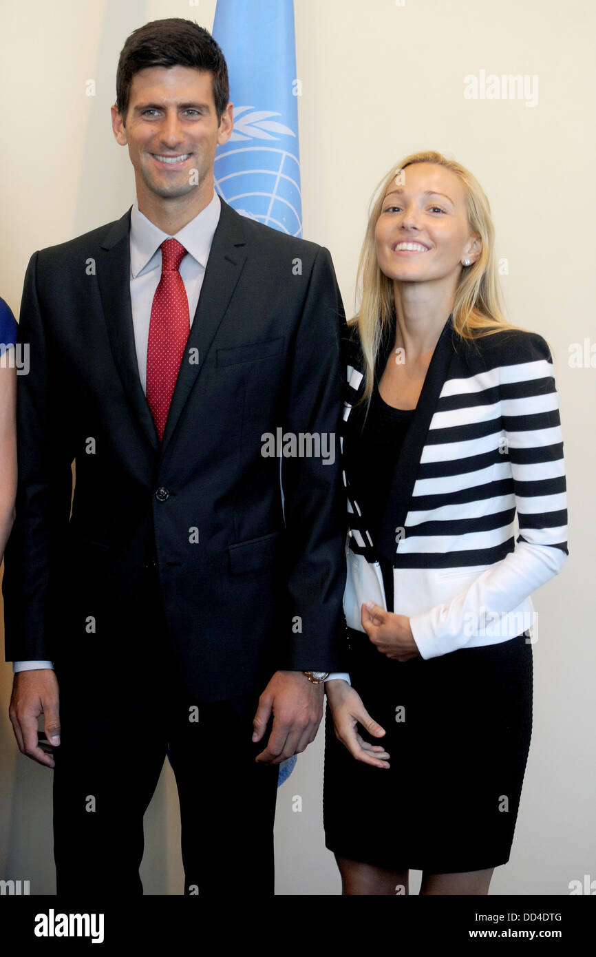 Serbian tennis player Novak Djokovic and his girlfriend Jelena Ristic ...
