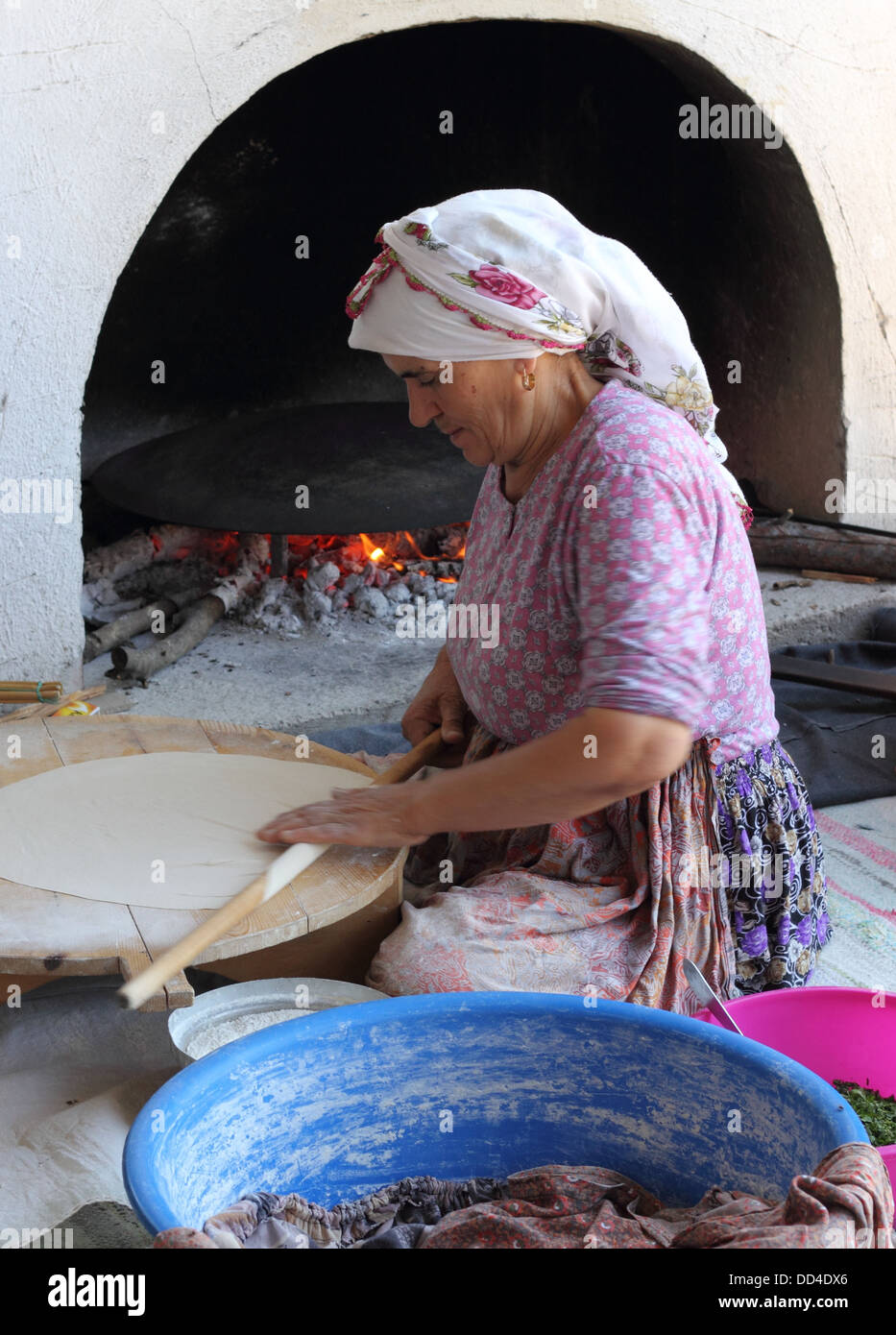 making traditional turkish bread Stock Photo - Alamy