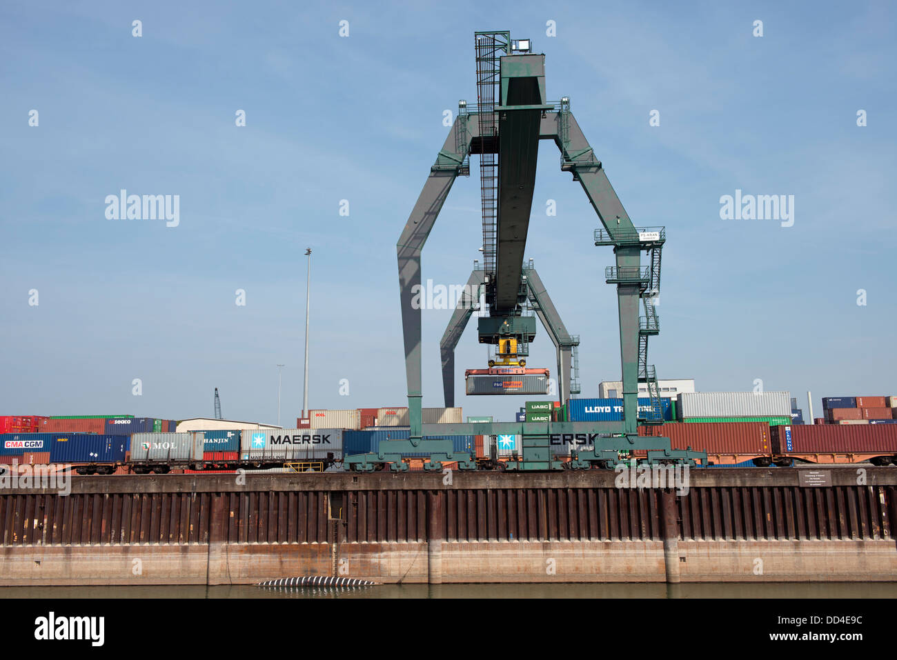 Container terminal, river Rhine, Germany Stock Photo - Alamy