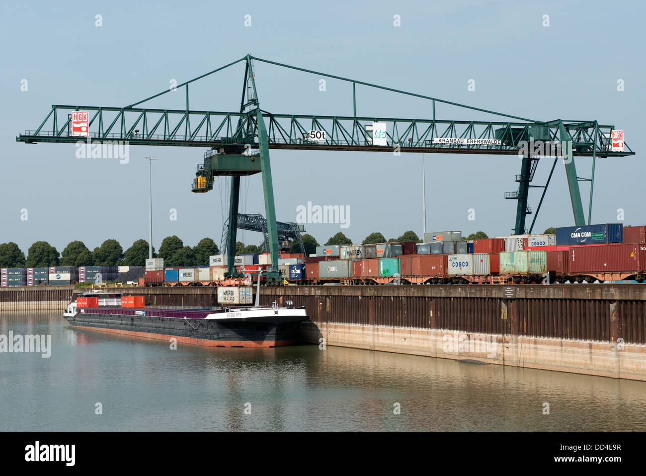 River Rhine container terminal Germany Stock Photo - Alamy