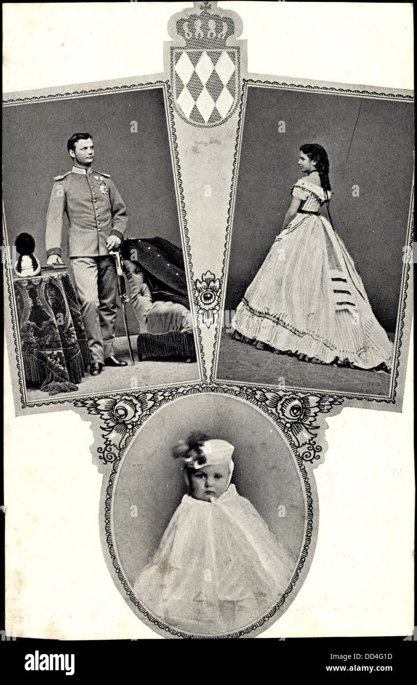 Ak Prinz und Prinzessin Ludwig von Bayern mit Prinz Rupprecht Stock ...