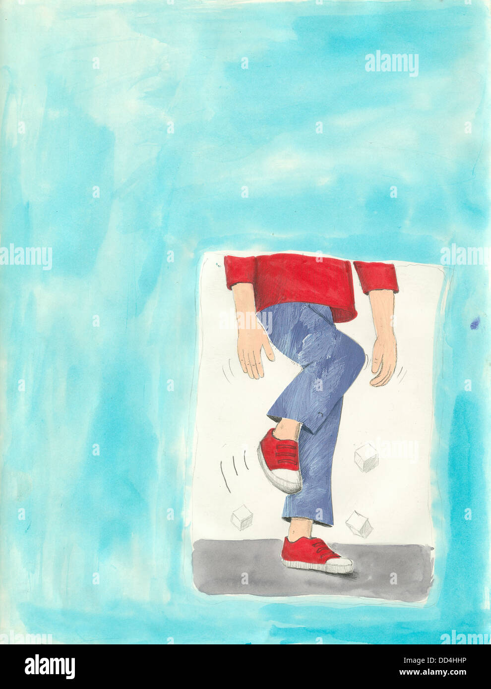 Acrylic illustration of boy learning irish dancing step Stock Photo - Alamy