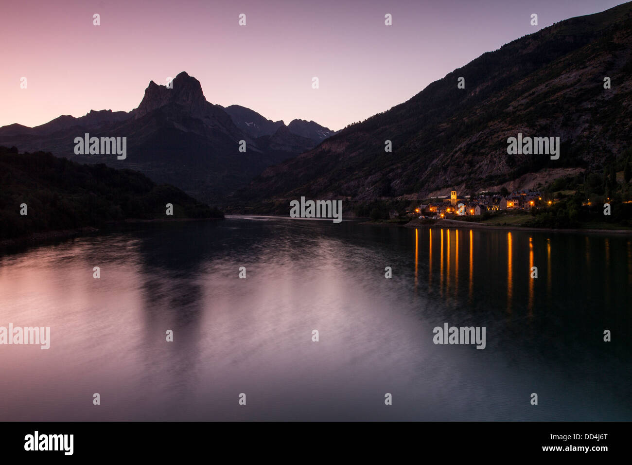 Sunset in Lanuza, Pyrenees Stock Photo - Alamy