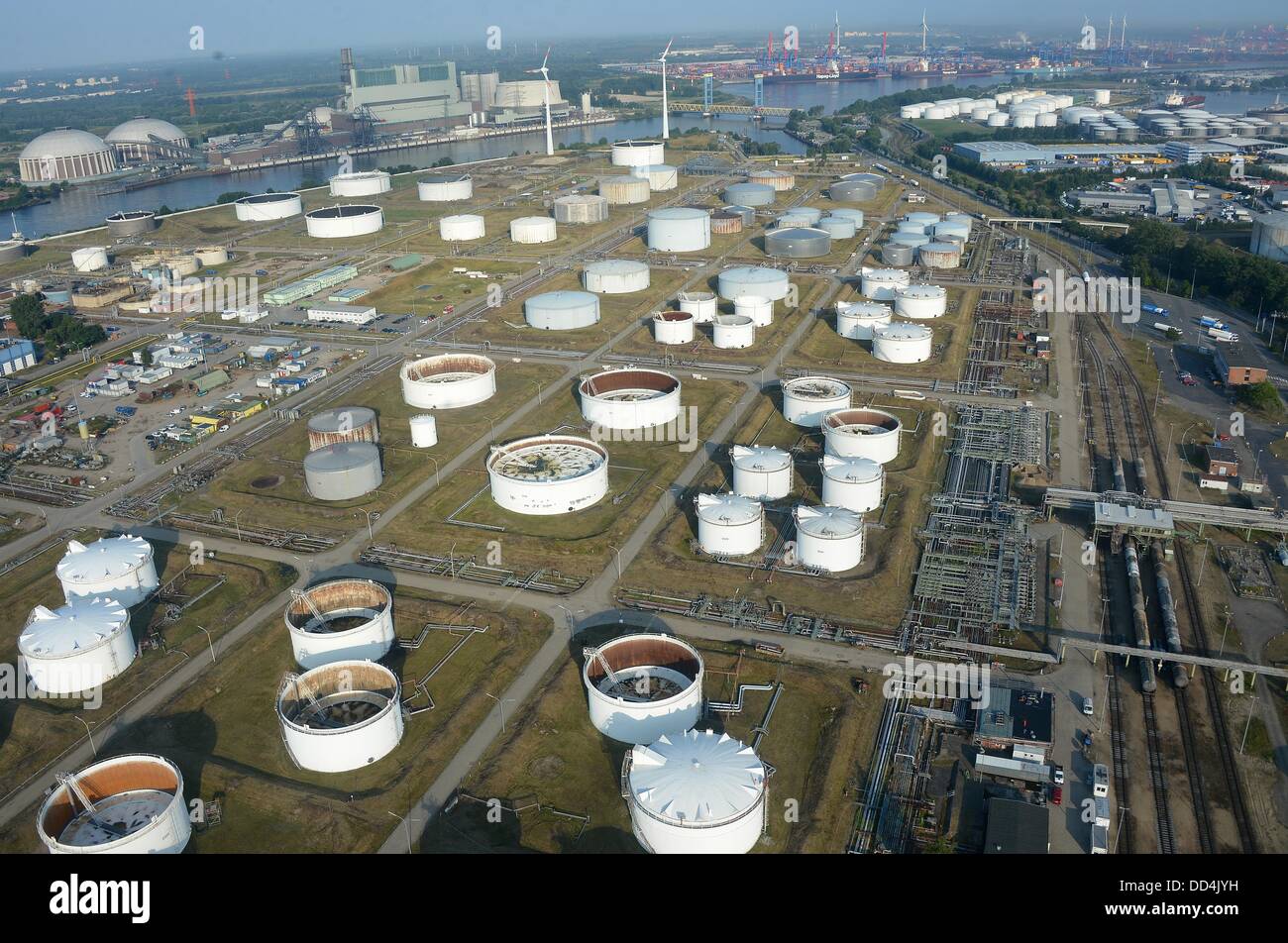 A refinery of Shell with giant oil tanks located on the premise is ...