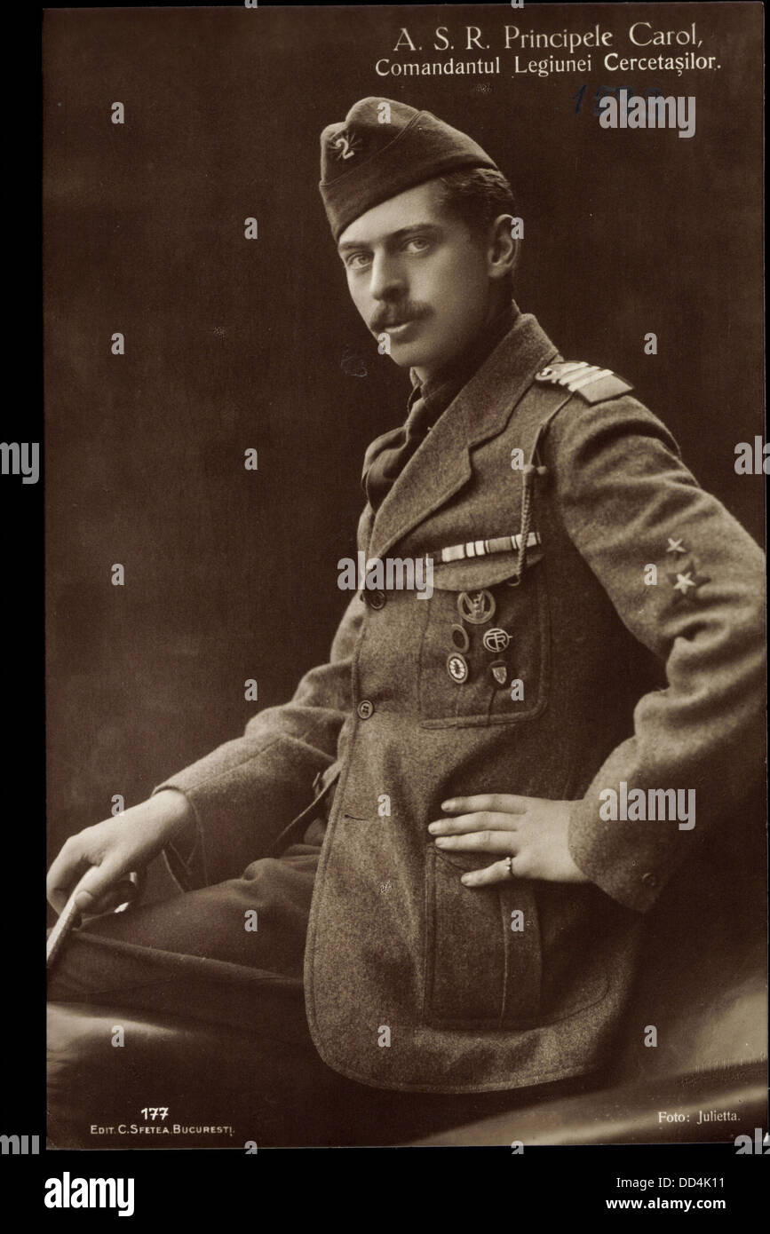 Ak A.S.R. Printul Carol von Rumänien, Comandantul Legiunei Cercetasilor ...