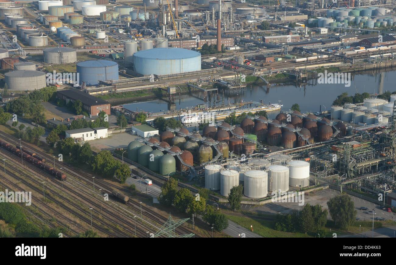A view of the Tamoil Holborn refinery is pictured at the harbour of ...