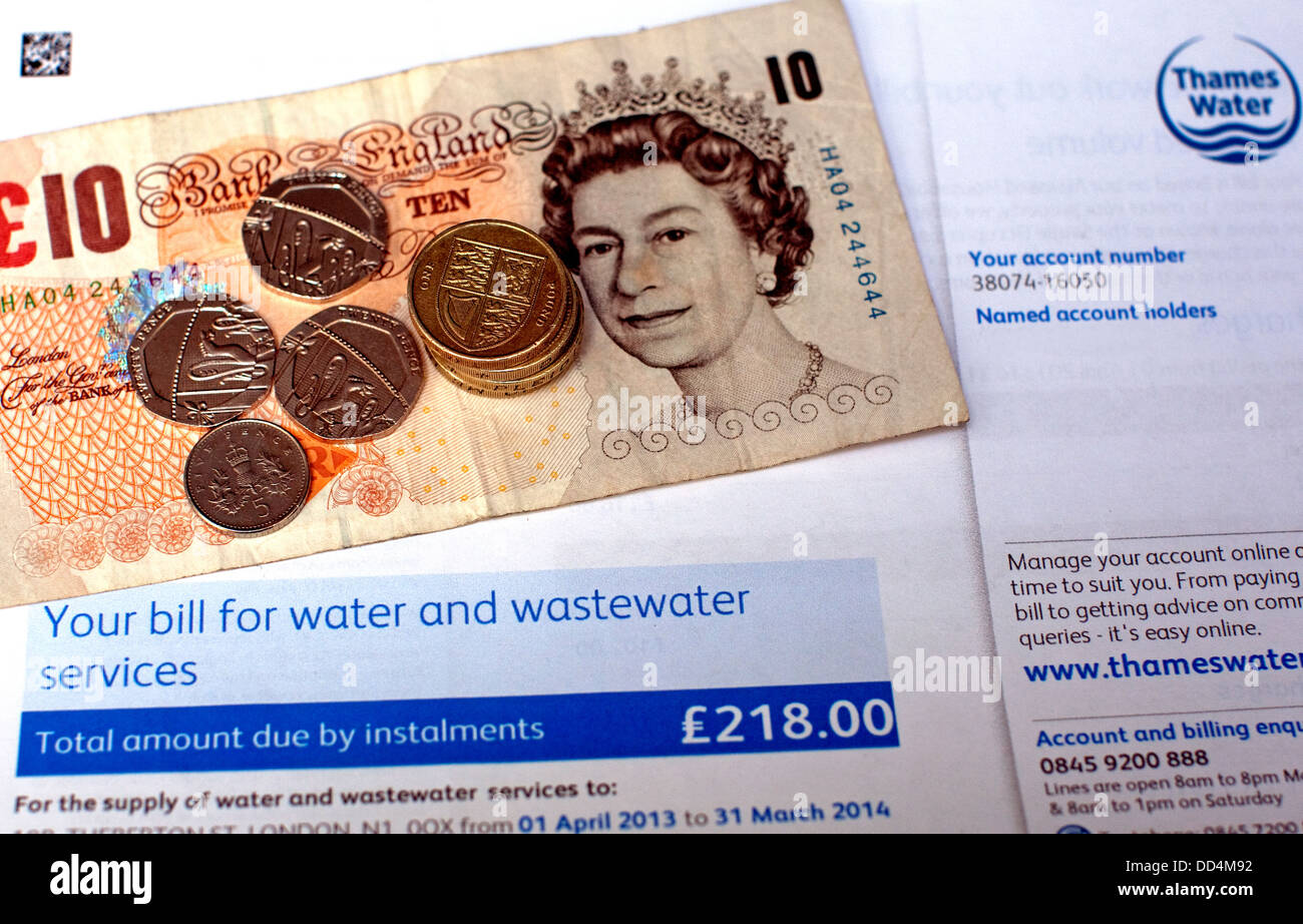 Thames Water Residential Bill For Water Wastewater Services London 