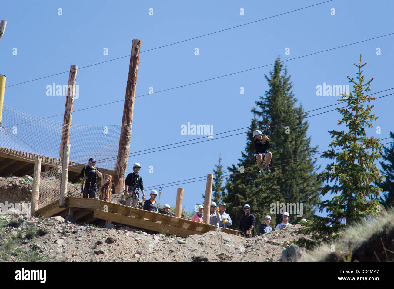 Zip line down the Rocky Mountains outside of Leadville, Colorado, USA ...