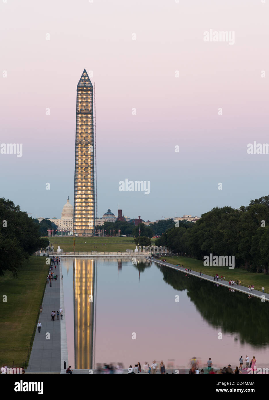 Washington Monument currently encased in scaffolding to repair damage ...