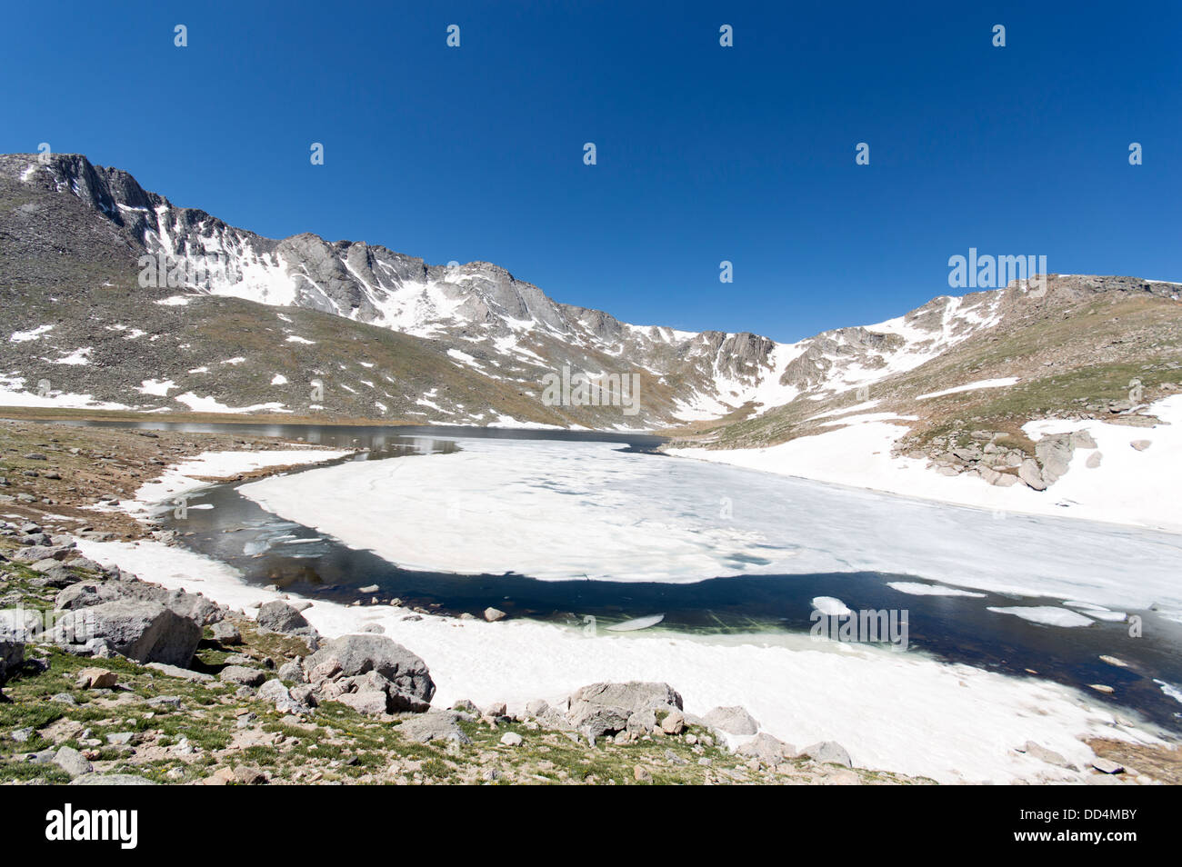 The summit and lakes of Mount Evans, near Denver, Colorado, USA Stock ...