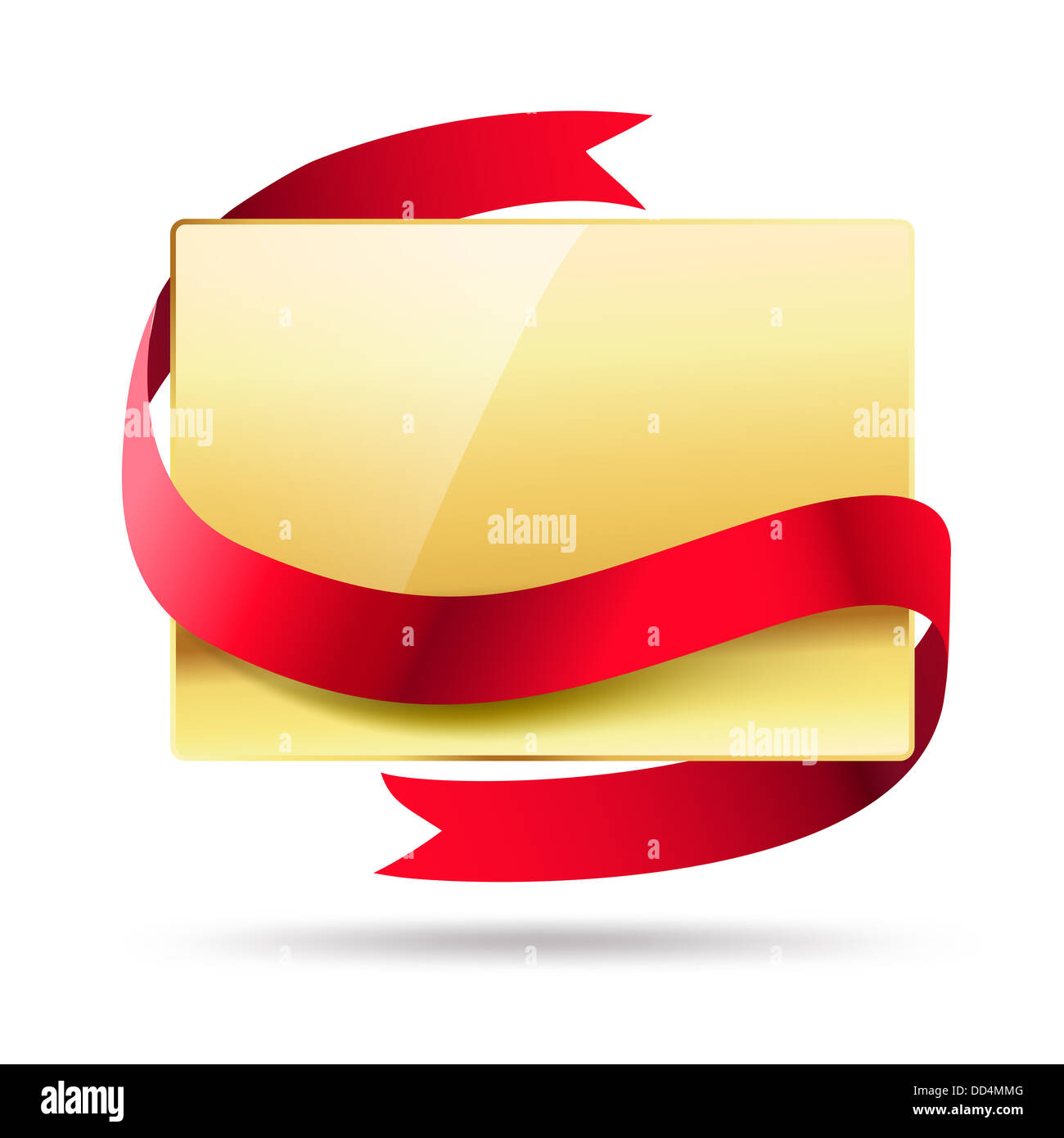 horizontal golden card with red ribbon Stock Photo - Alamy