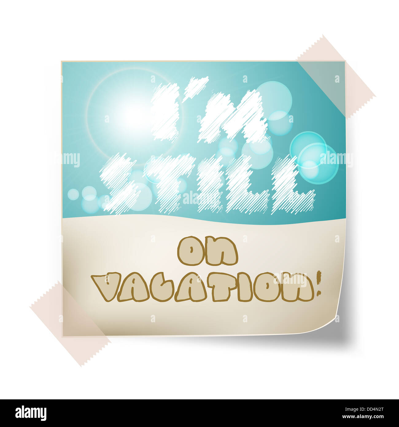 note with still on vacation words Stock Photo - Alamy