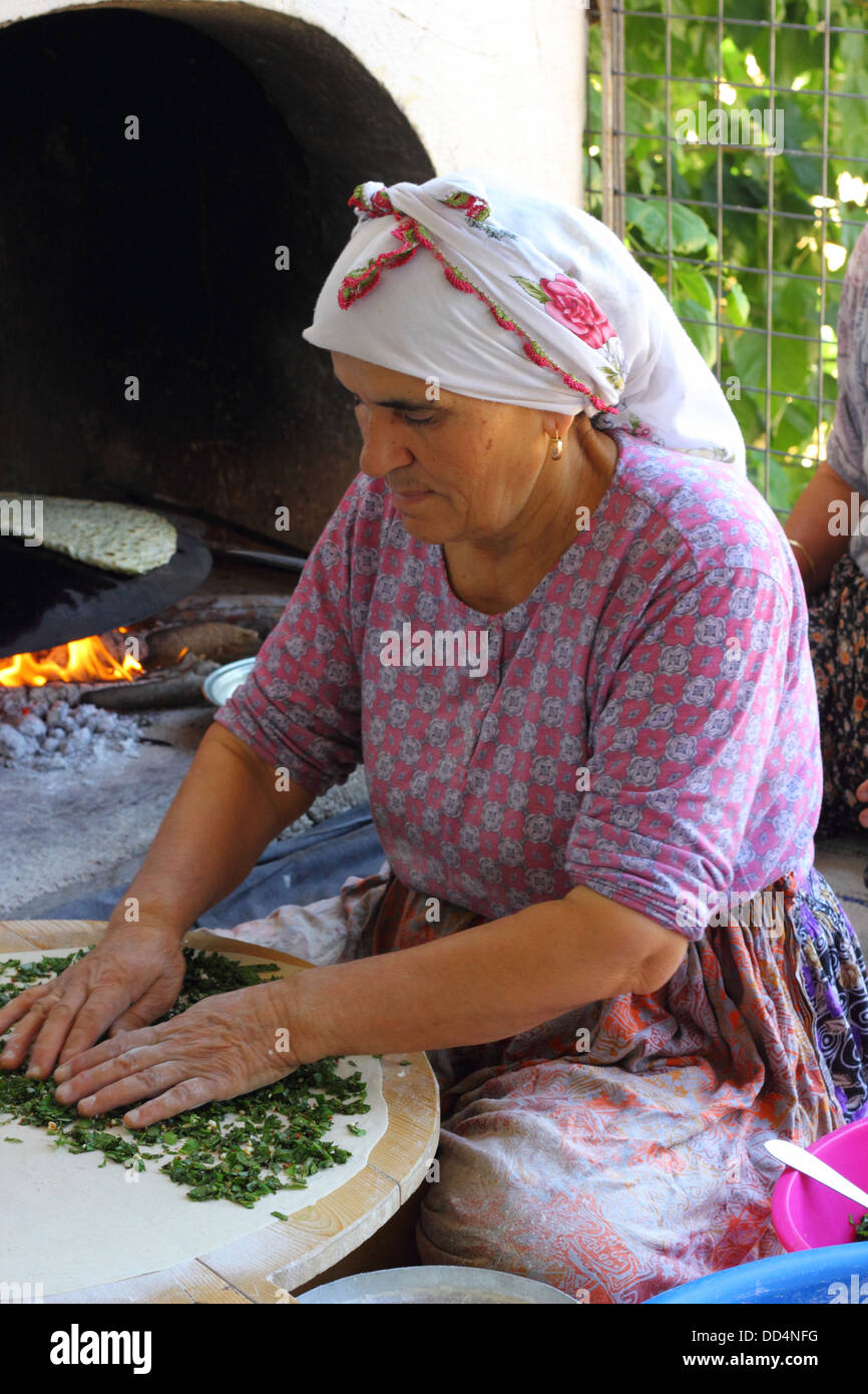 making traditional turkish bread Stock Photo - Alamy