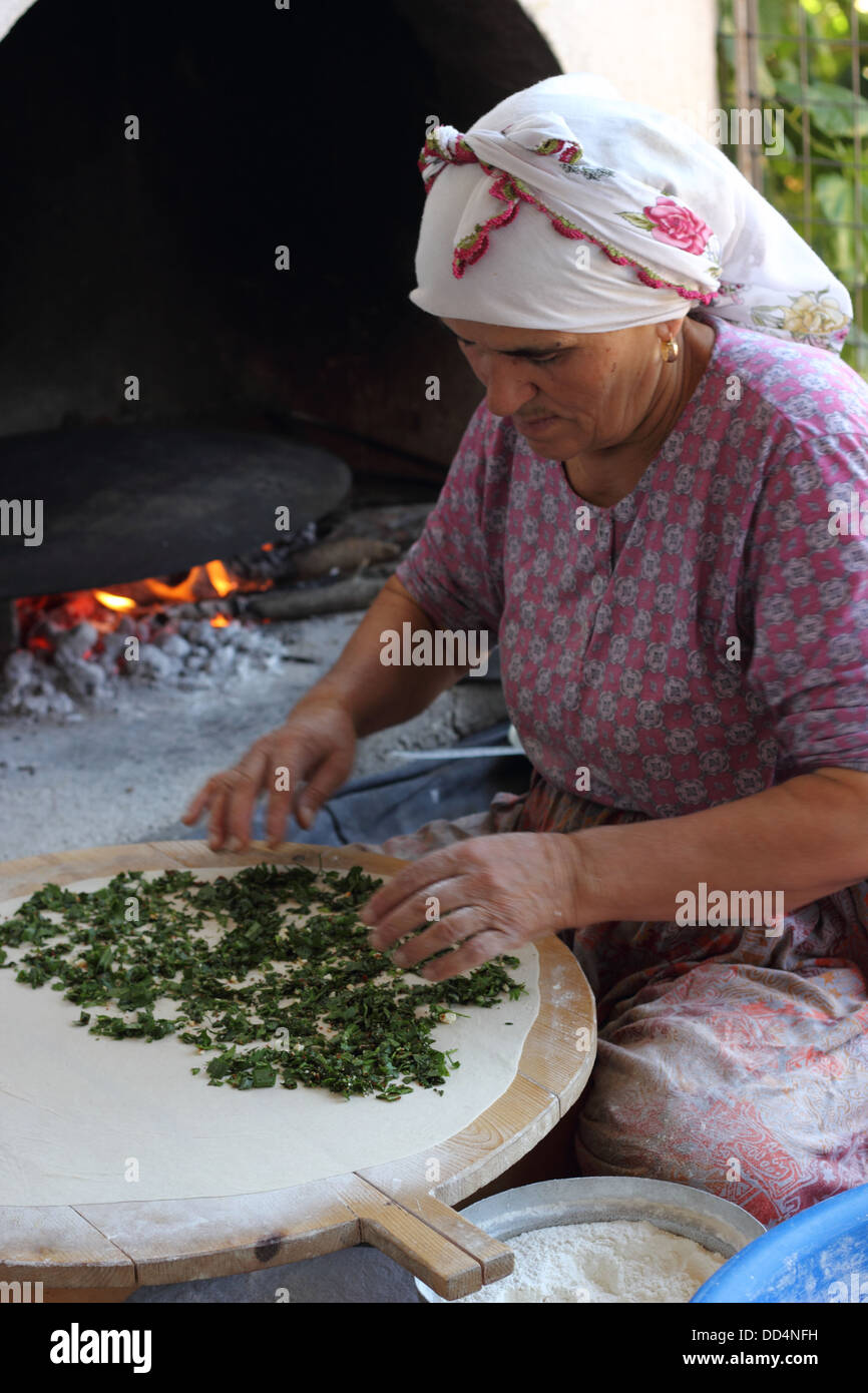 making traditional turkish bread Stock Photo - Alamy