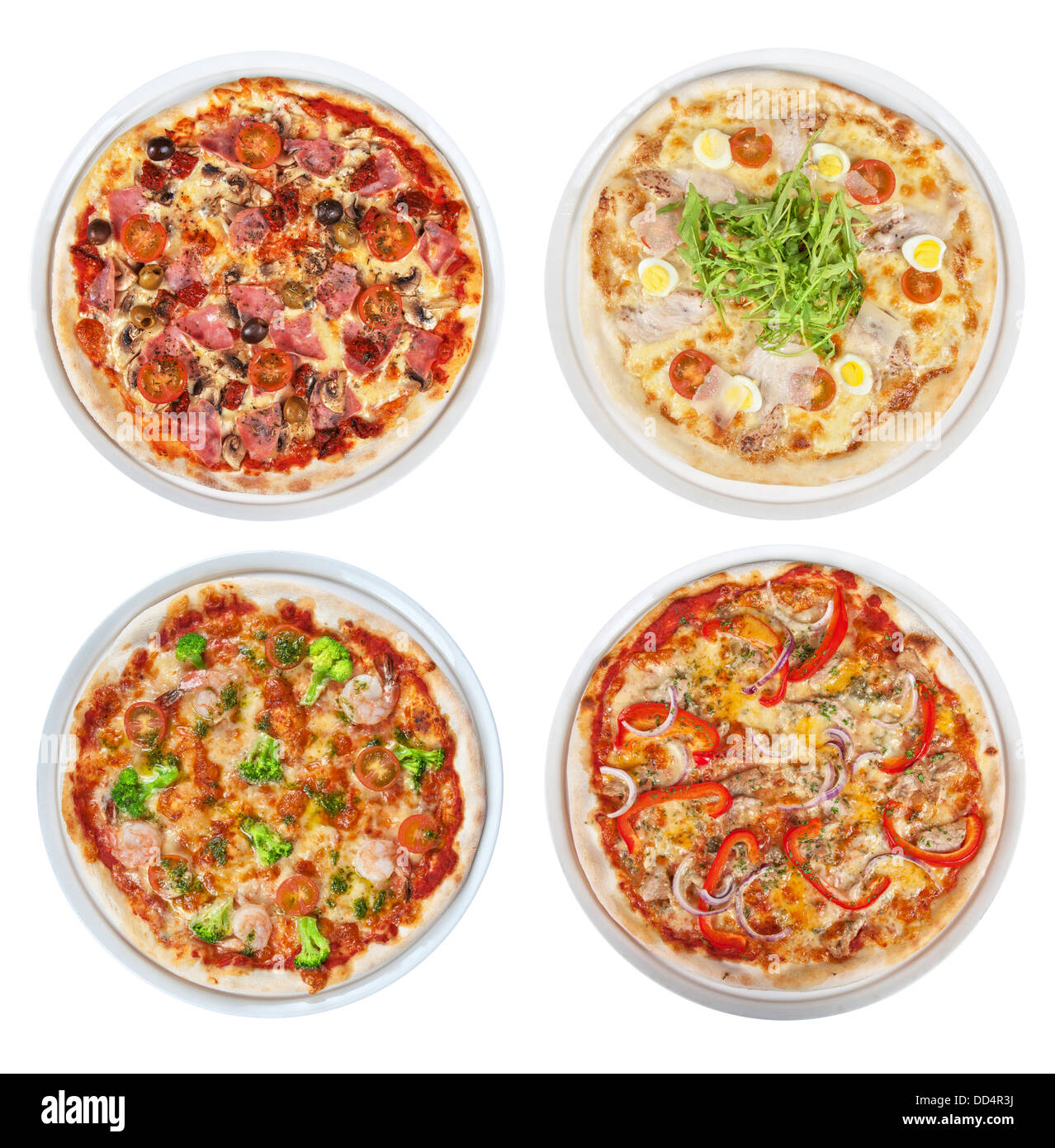 Set pizza pepperoni tomatoes Cut Out Stock Images & Pictures - Alamy