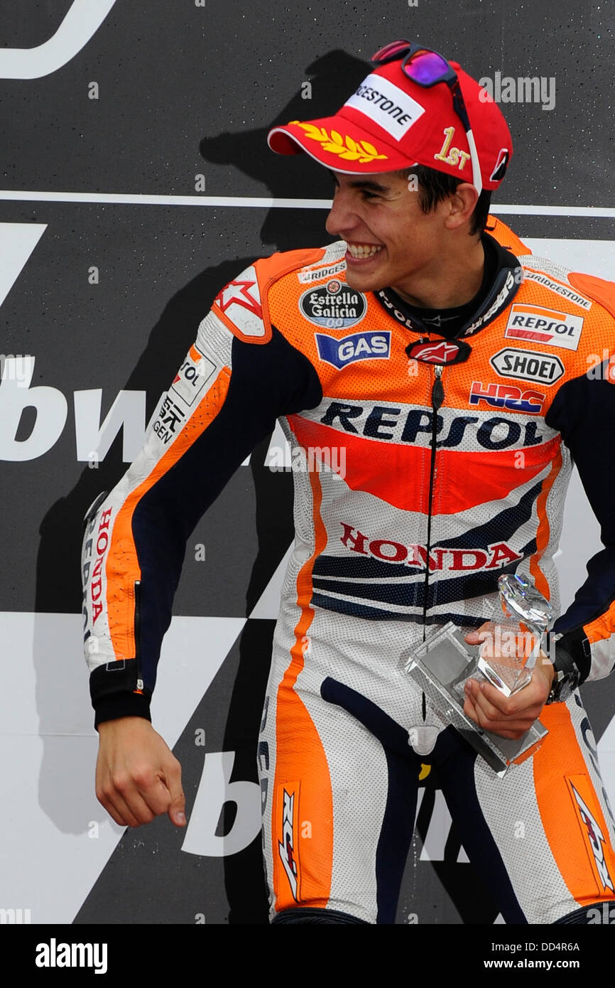 Winner of MotoGP class Marc Marquez of Spain celebrates his victory at ...