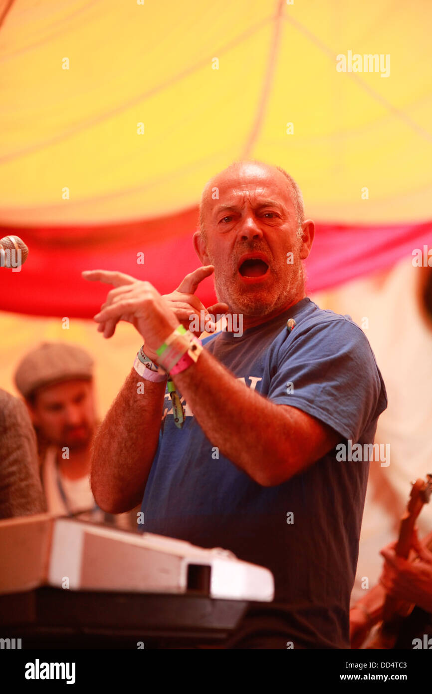 Keith Allen performing with his band in the Rabbit Hole, Glastonbury ...