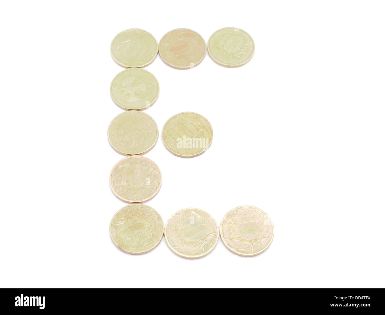 Letters of coins on a white background Stock Photo - Alamy