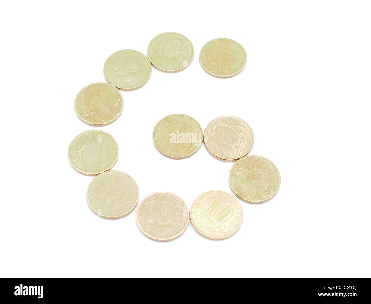 Letters of coins on a white background Stock Photo - Alamy
