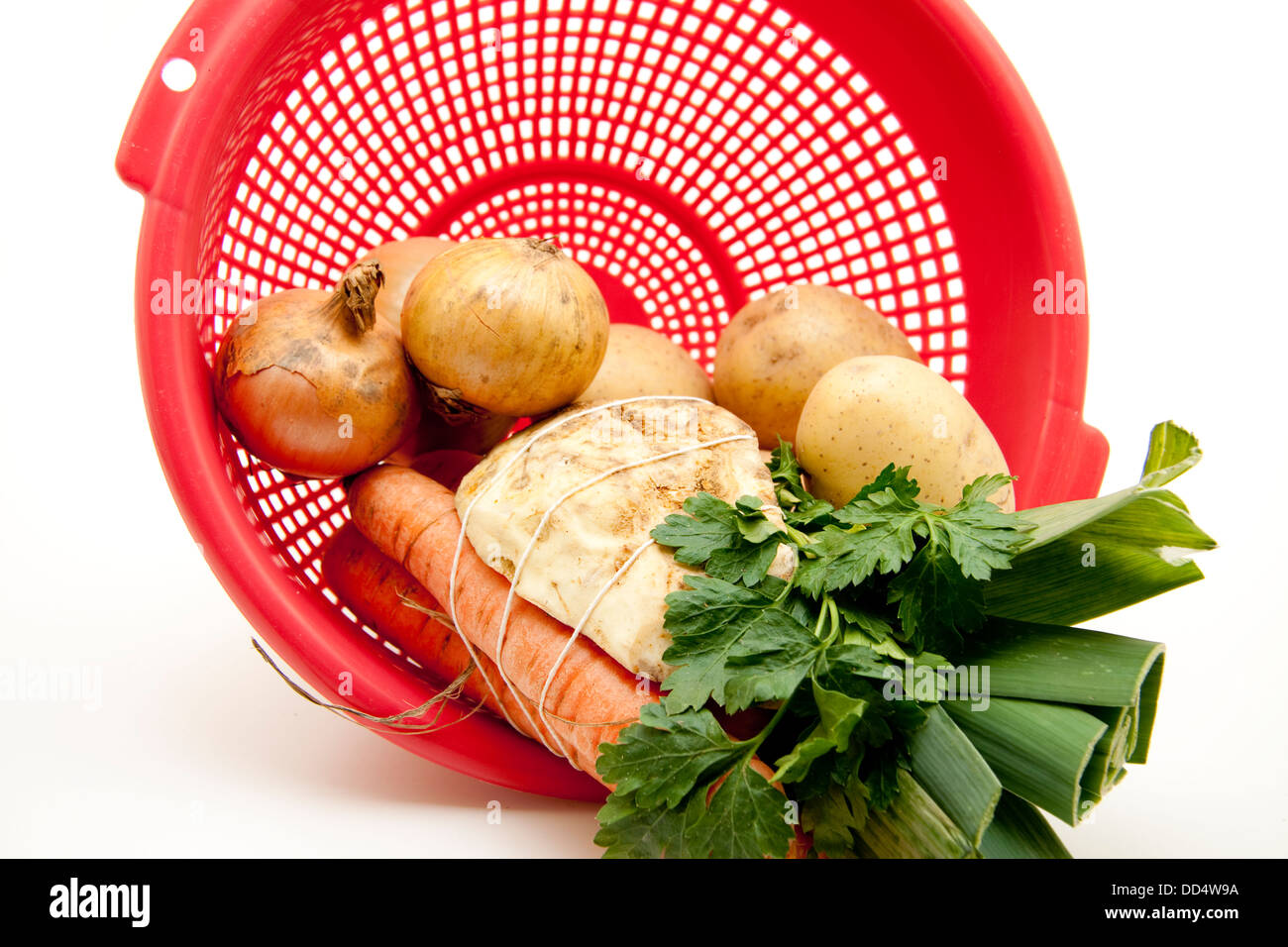 Soup vegetables in the kitchen sieve Stock Photo - Alamy