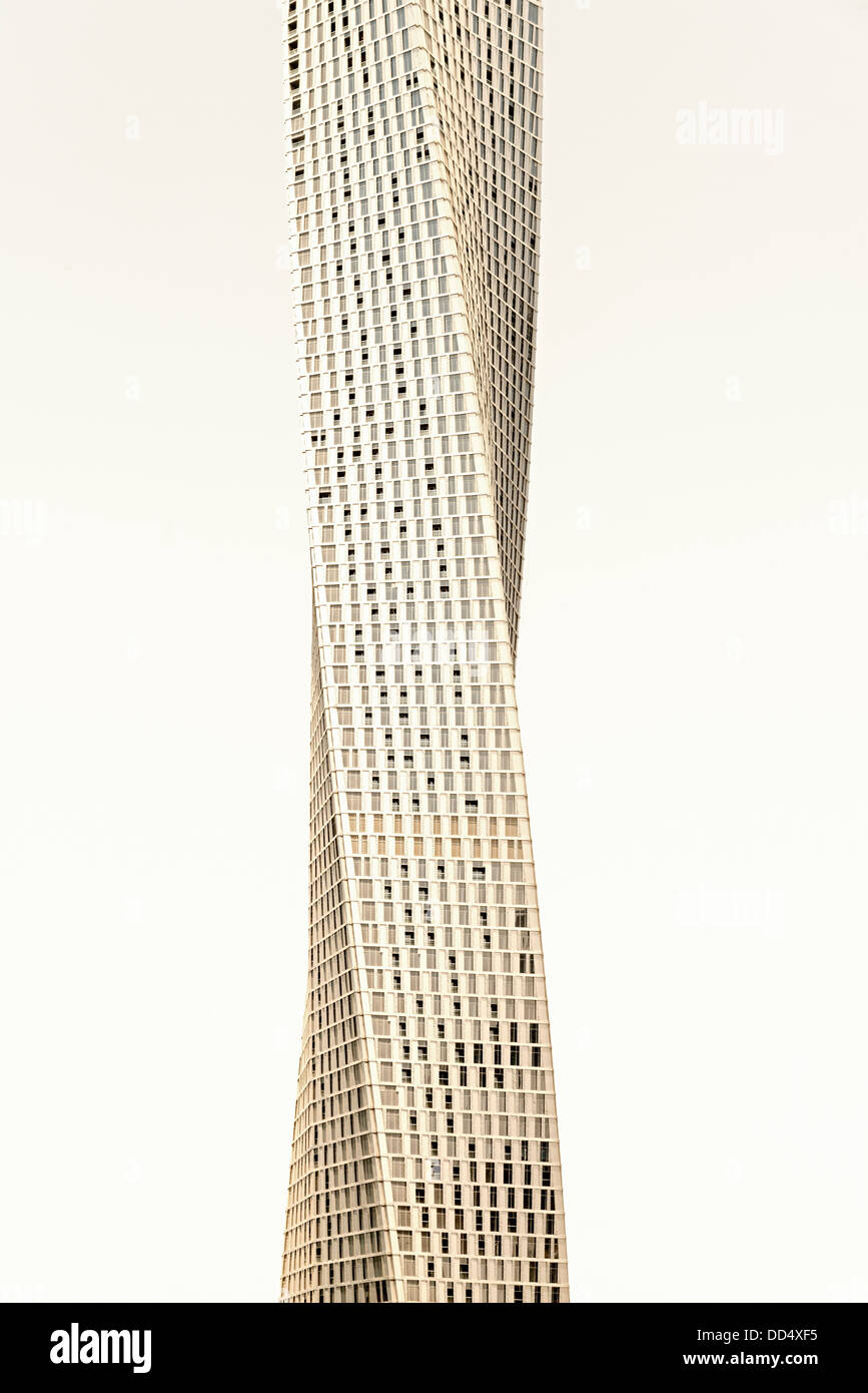 View of new Cayan Tower a modern skyscraper with twisted design in ...