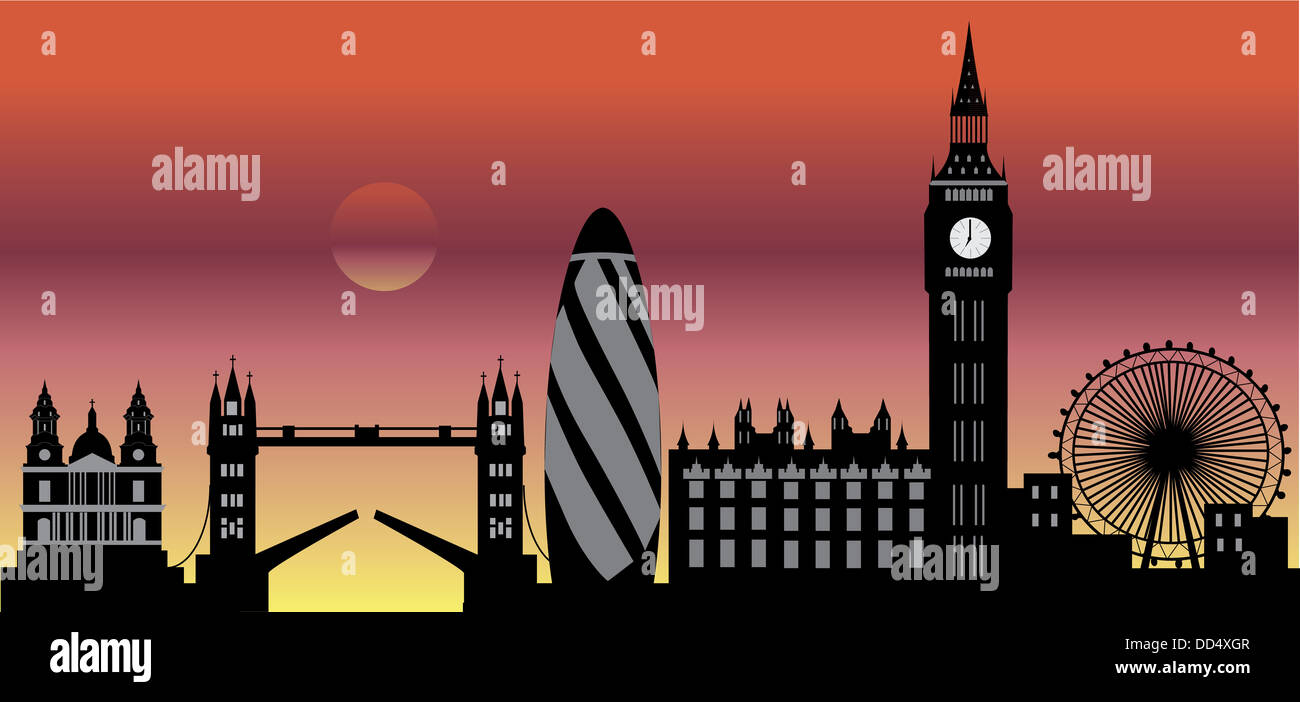 London skyline at night drawing hi-res stock photography and images - Alamy