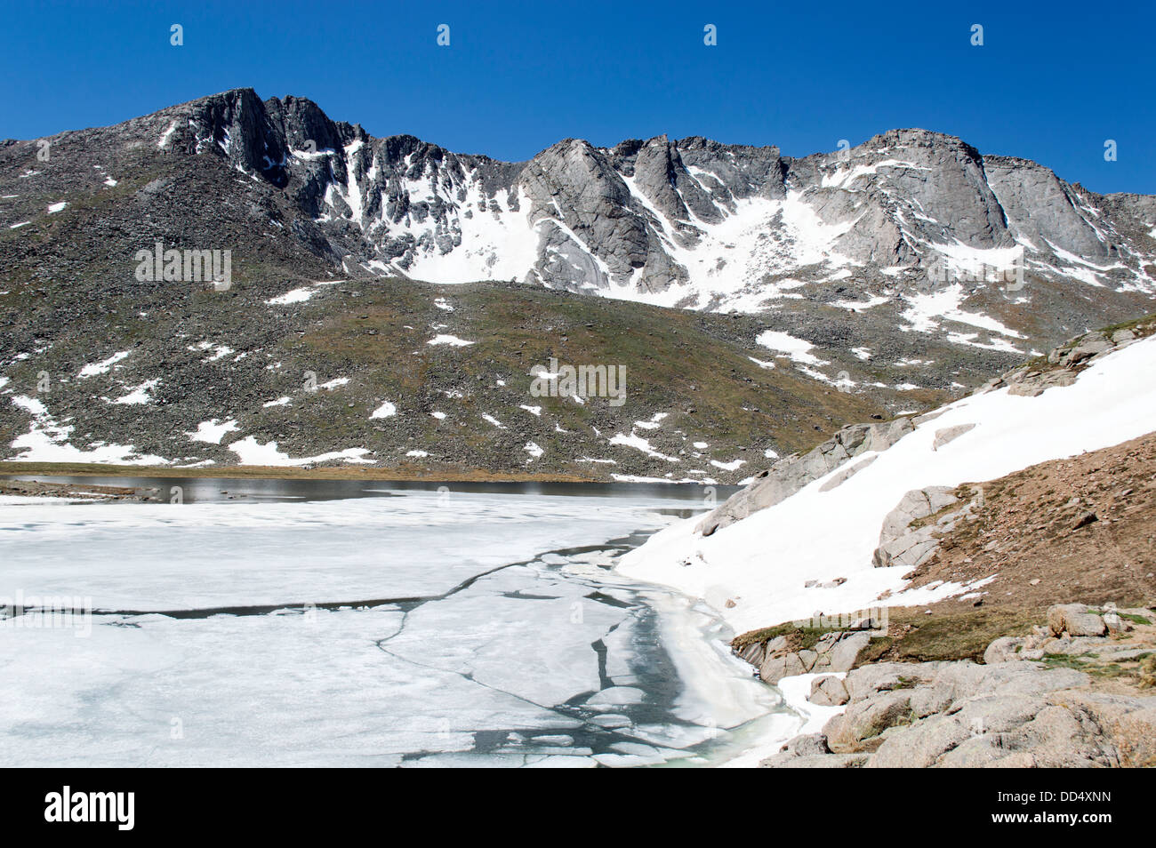 The summit and lakes of Mount Evans, near Denver, Colorado, USA Stock ...