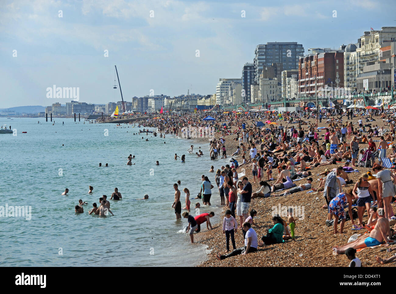 Brighton, Sussex, UK. 26th Aug, 2013. Brighton beach today as crowds ...