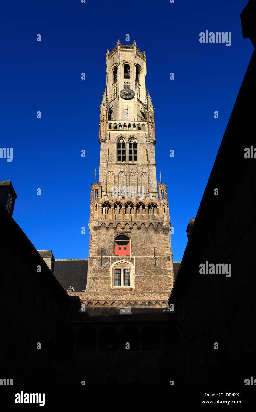 The Belfort tower, ( Belfry ), Bruges City, West Flanders in the ...