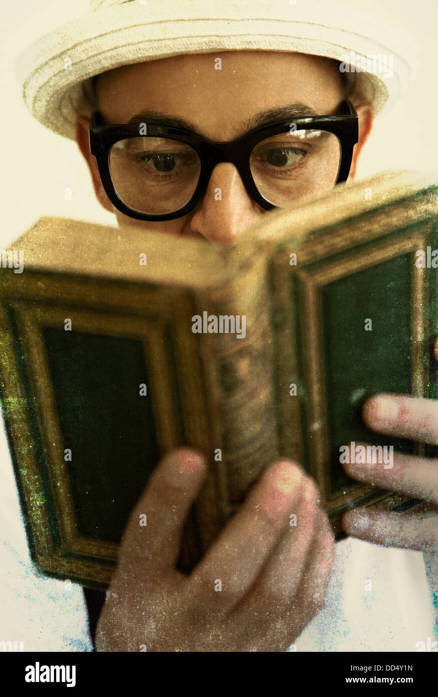 Man Reading Held Book Stock Photo - Alamy