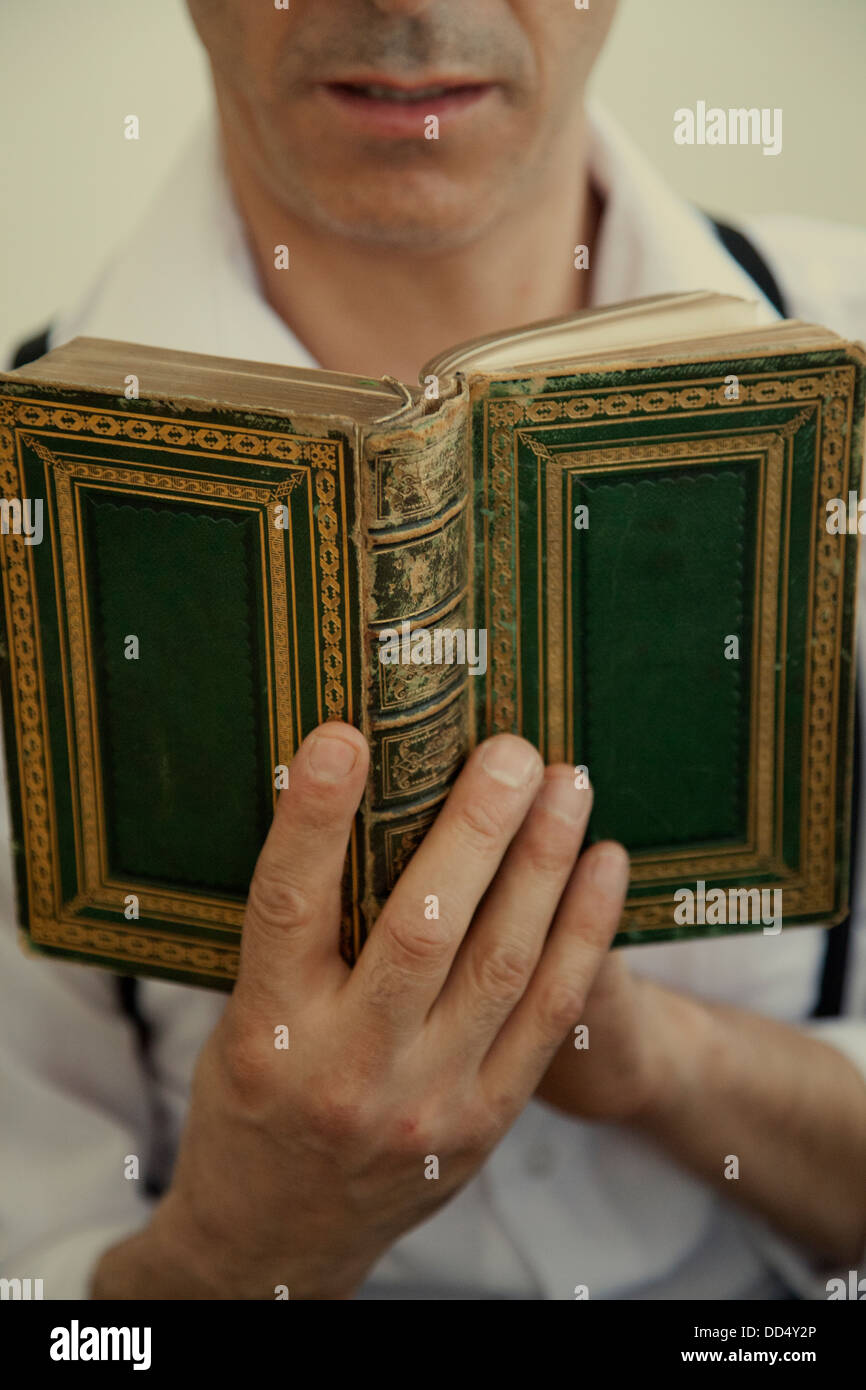 Man Reading Held Book Stock Photo - Alamy