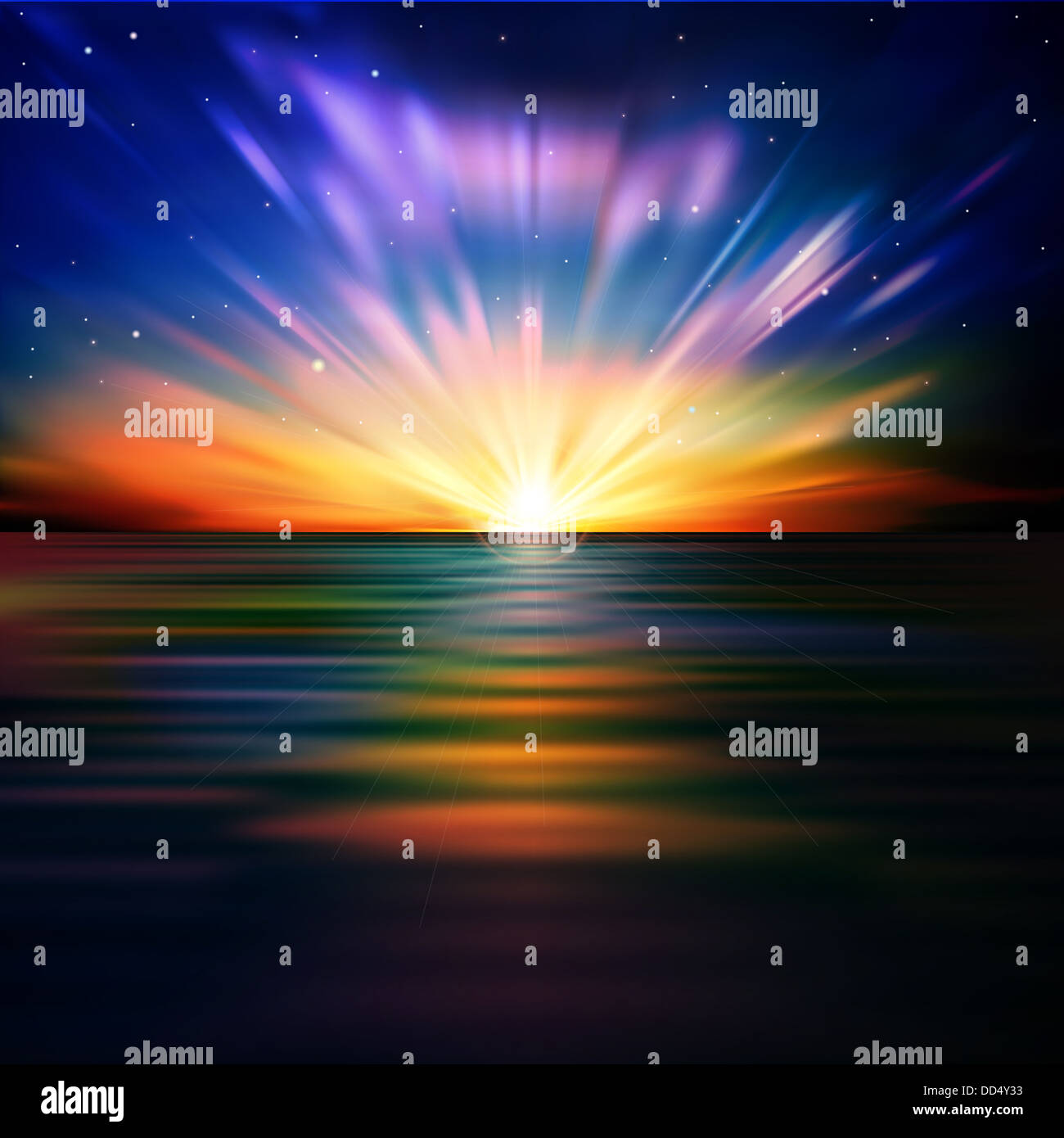 abstract nature background with sea sunrise and stars Stock Photo - Alamy