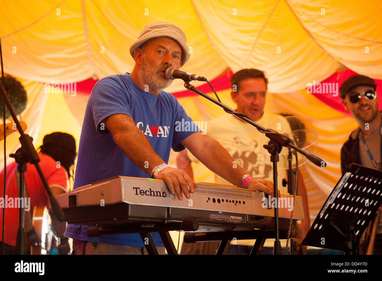 Keith Allen performing with his band in the Rabbit Hole, Glastonbury ...
