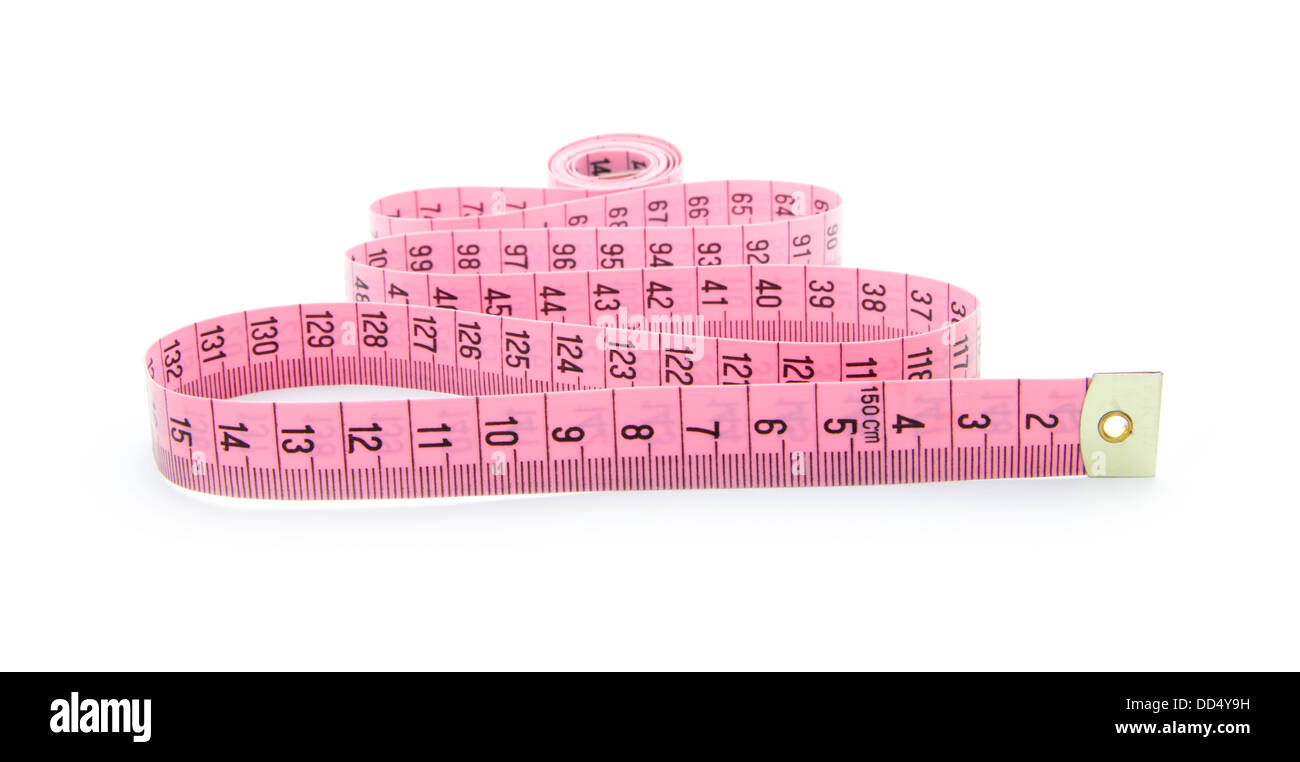 pink measuring tape isolated on white background Stock Photo - Alamy