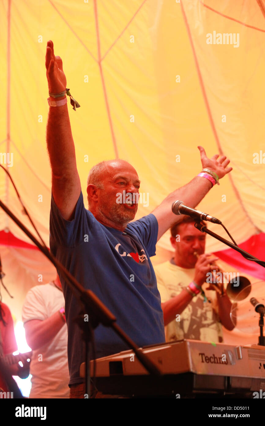 Keith Allen performing with his band in the Rabbit Hole, Glastonbury ...