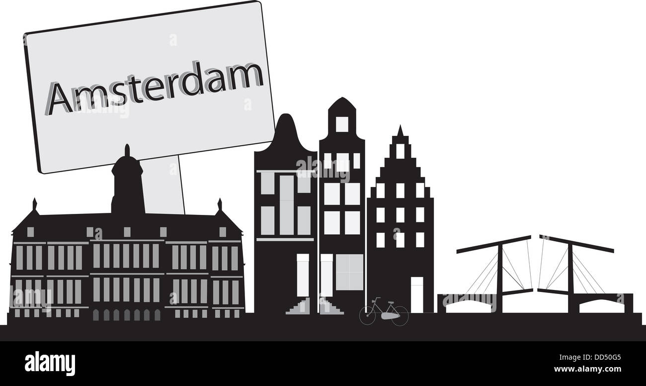 Amsterdam skyline illustration hi-res stock photography and images - Alamy