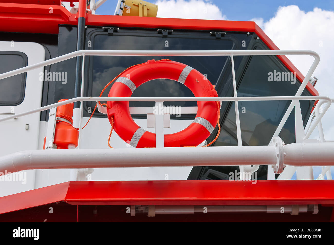 Lifebuoy on a modern ship Stock Photo - Alamy