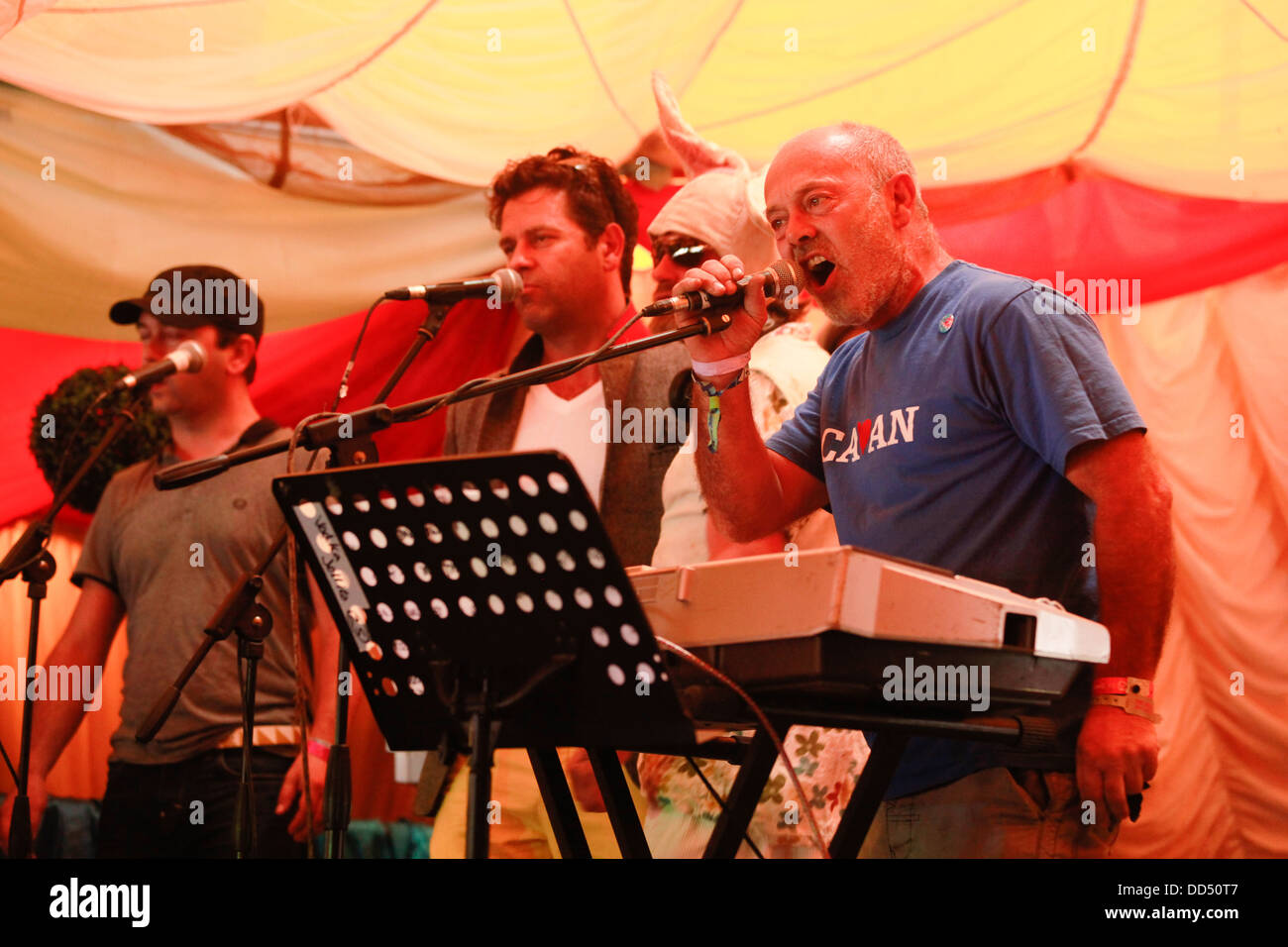 Keith Allen performing with his band in the Rabbit Hole, Glastonbury ...