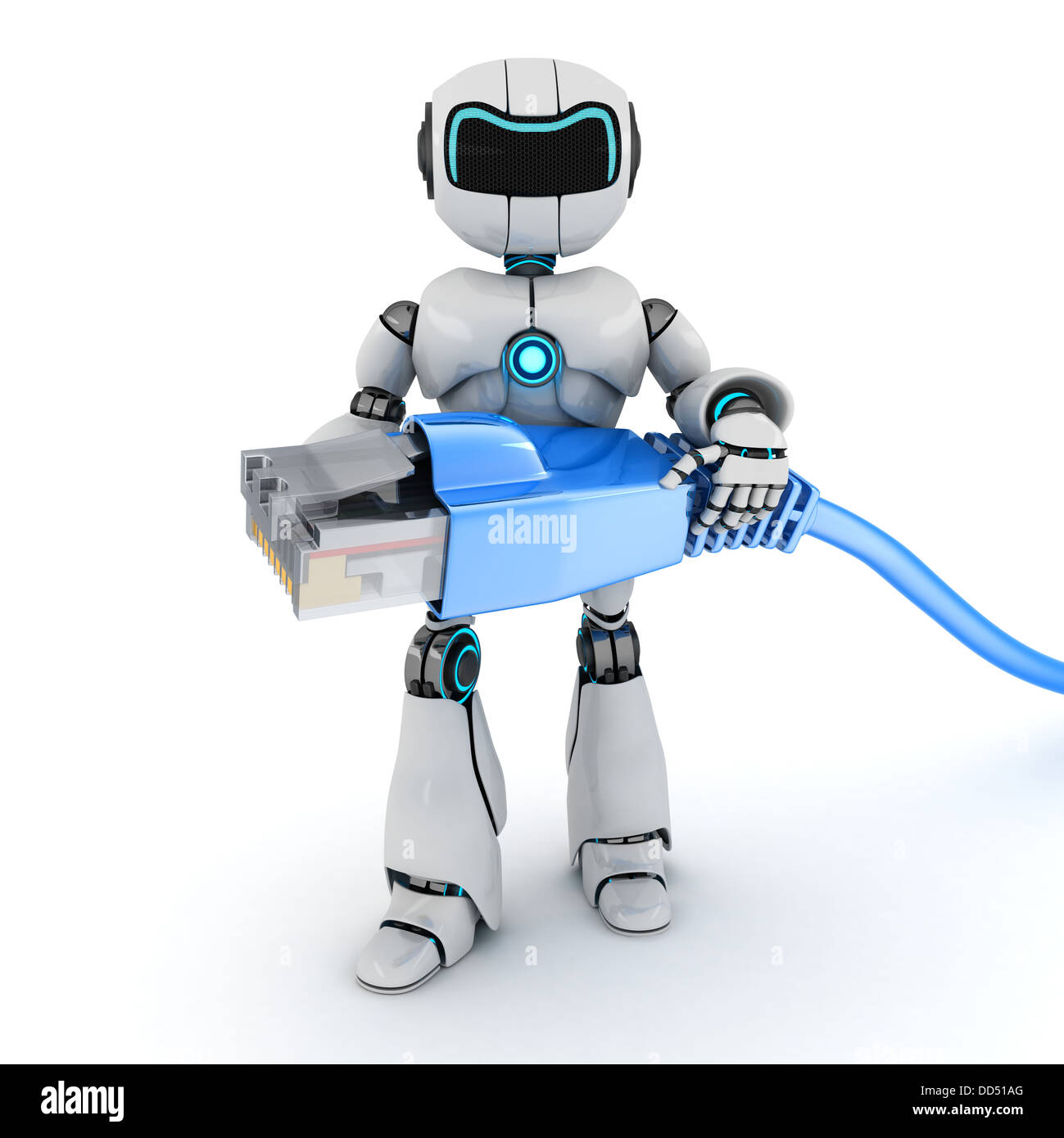 Robot and computer cable (done in 3d Stock Photo - Alamy