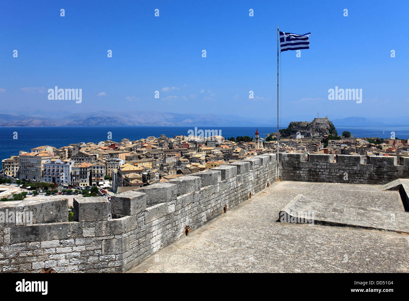 Rooftop view over Corfu town a UNESCO World Heritage city, Corfu Island ...