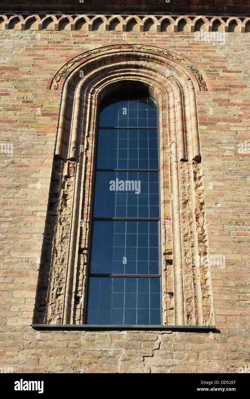 Romanesque cathedral window detail, Crema town, Lombardy, Italy Stock ...