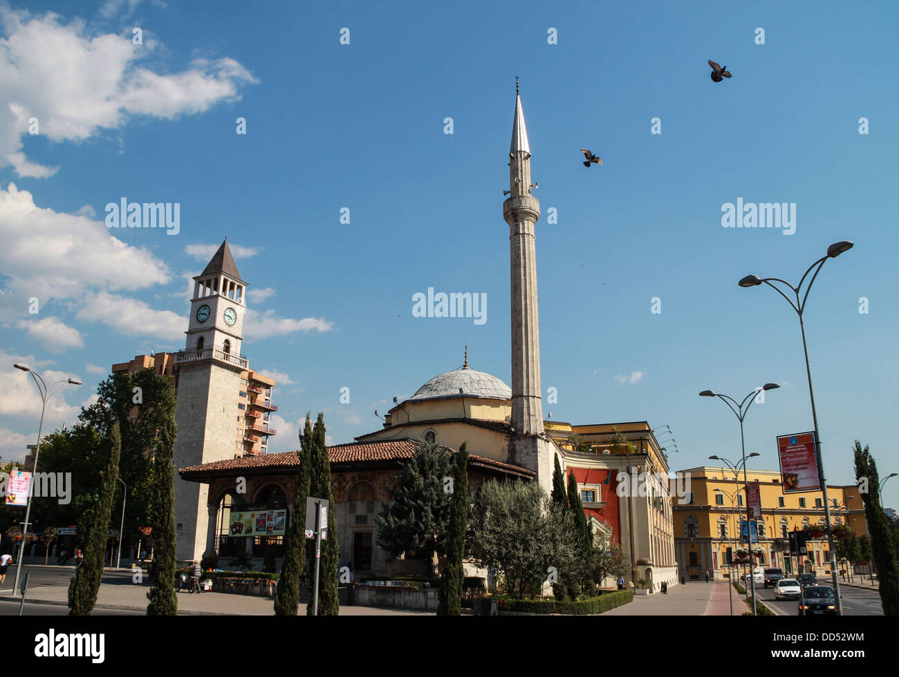 Et'hem Bey Mosque and Clock Tower in Skanderbeg Square of Tirana the ...