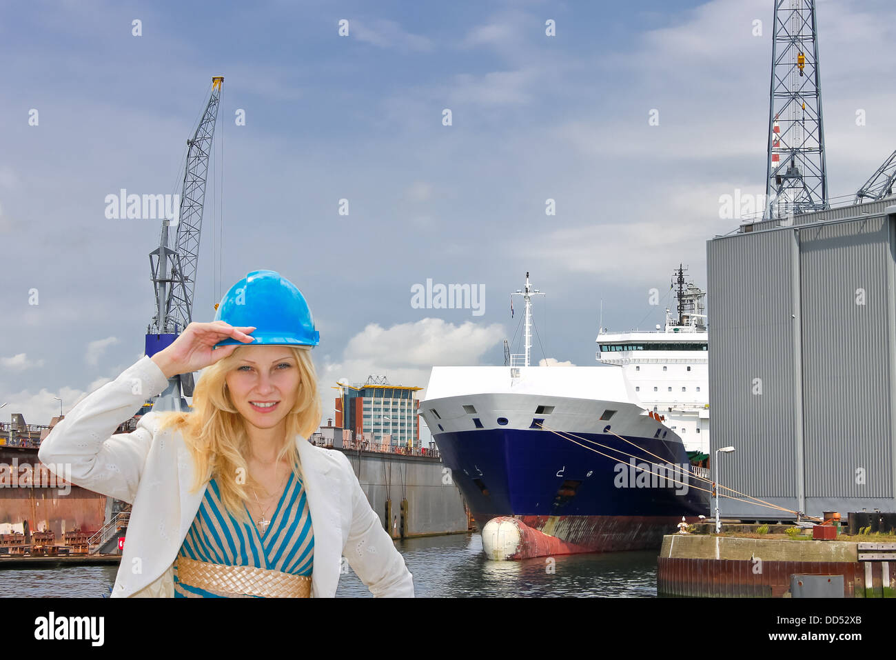 Woman engineer shipbuilder at the shipyard Stock Photo - Alamy