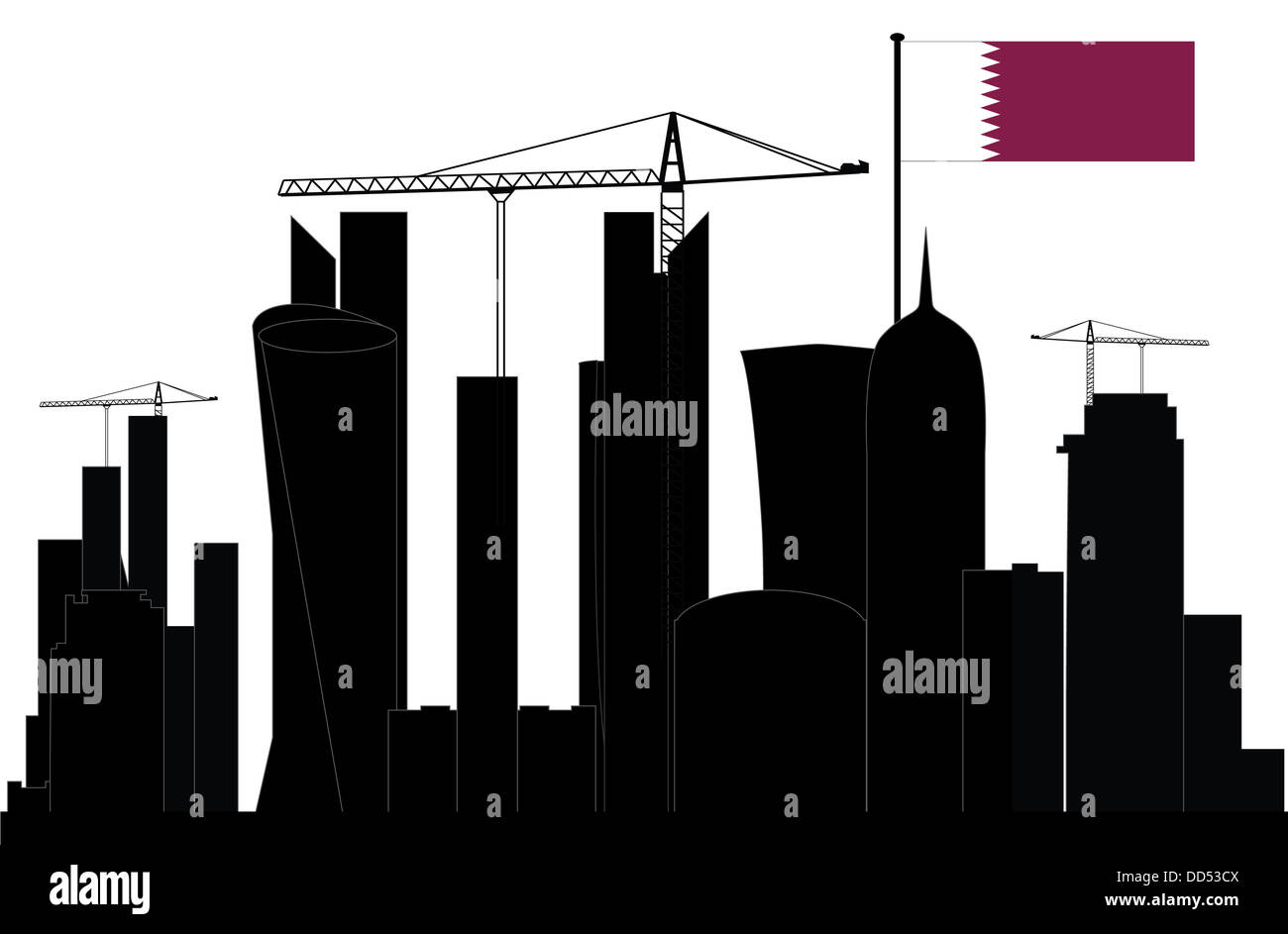 Doha skyline drawing hi-res stock photography and images - Alamy