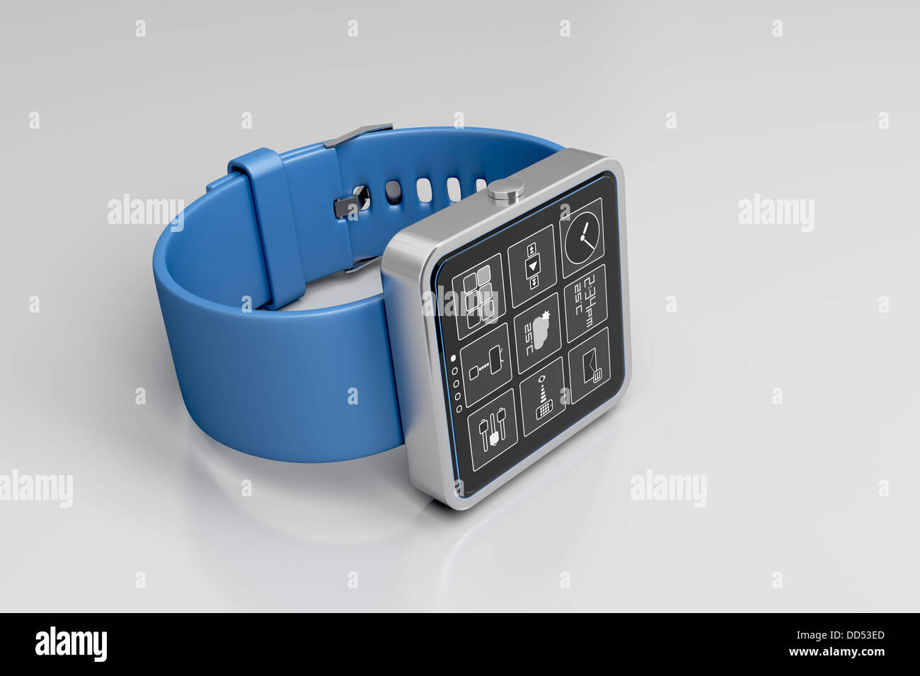 Smartwatch on glossy gray background Stock Photo - Alamy