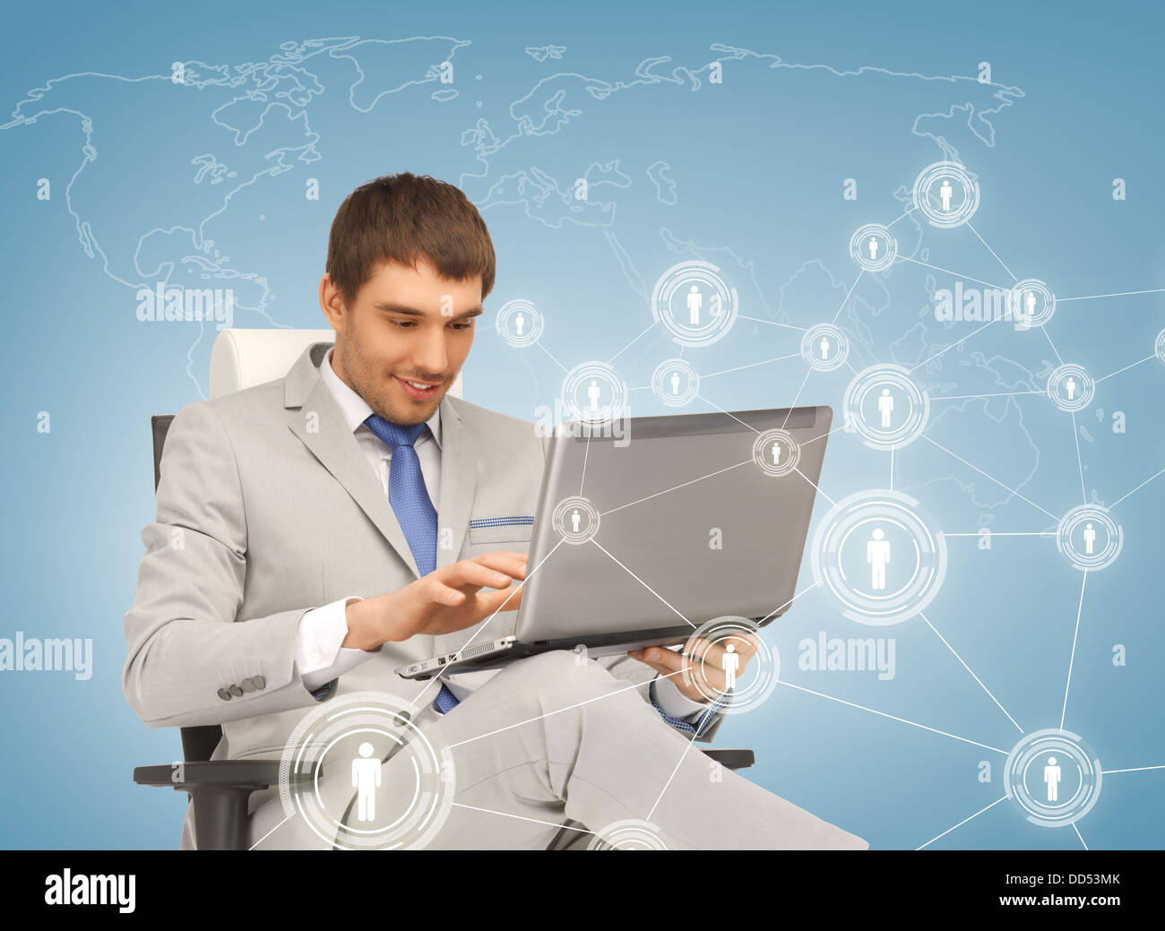 businessman networking with laptop Stock Photo - Alamy