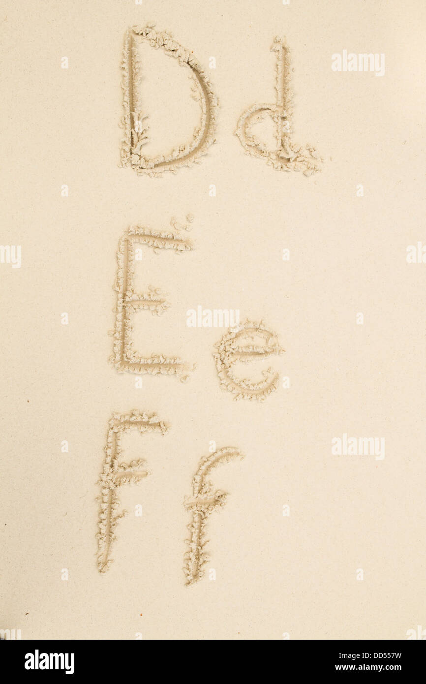 alphabet in sand Stock Photo - Alamy