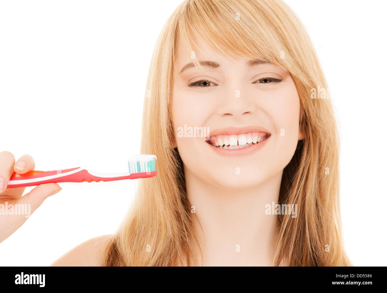 teenage girl with toothbrush Stock Photo - Alamy